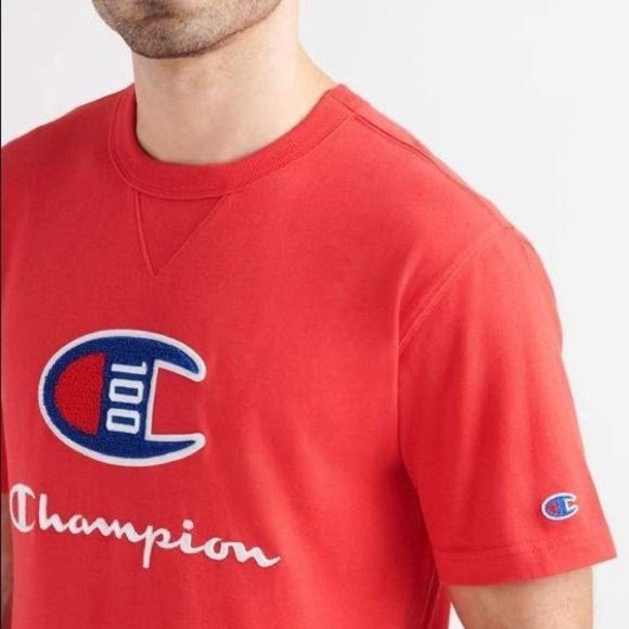 Champion | Shirts | Champion Red Logo Short Sleeve Tee Large | Poshmark